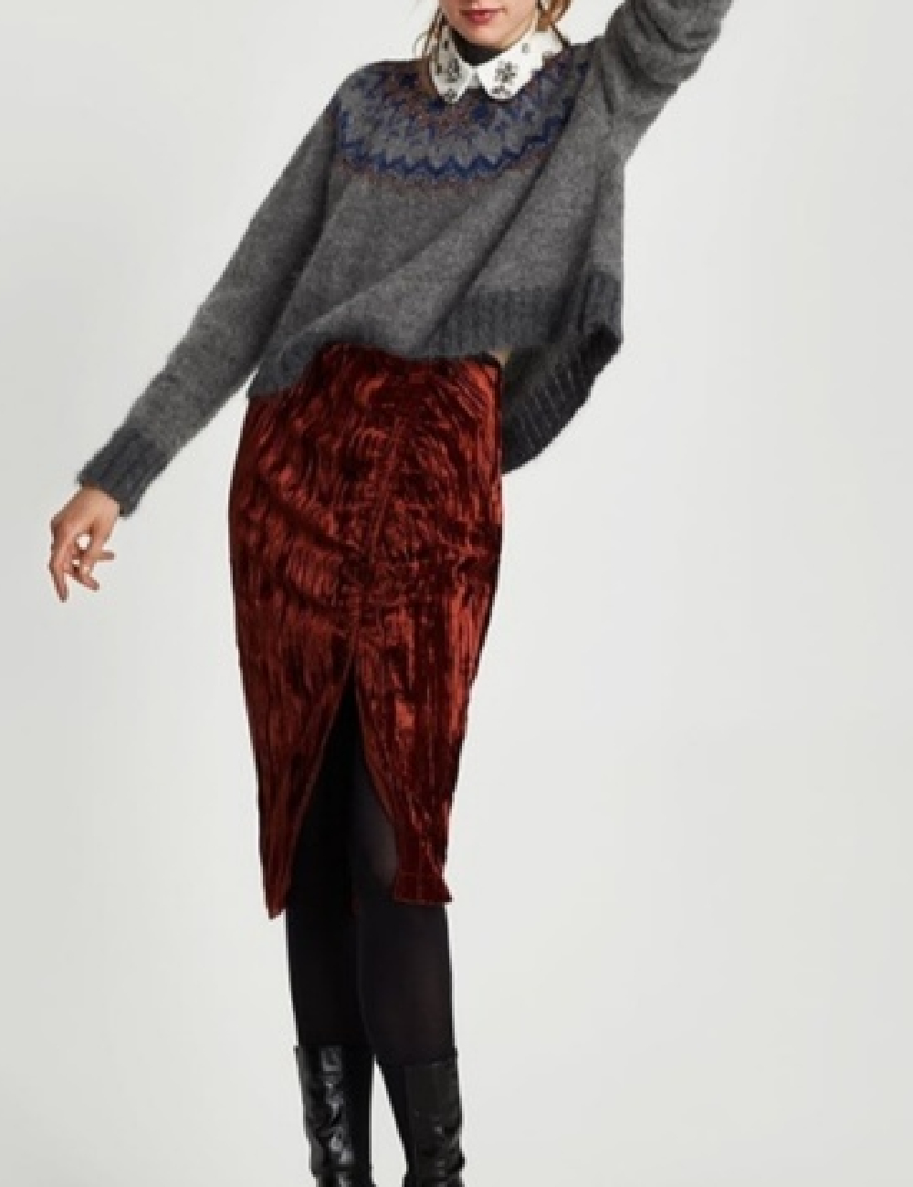 Fusta casual de primăvară toamnă Zara, maro - sa663924 | outletmag.ro