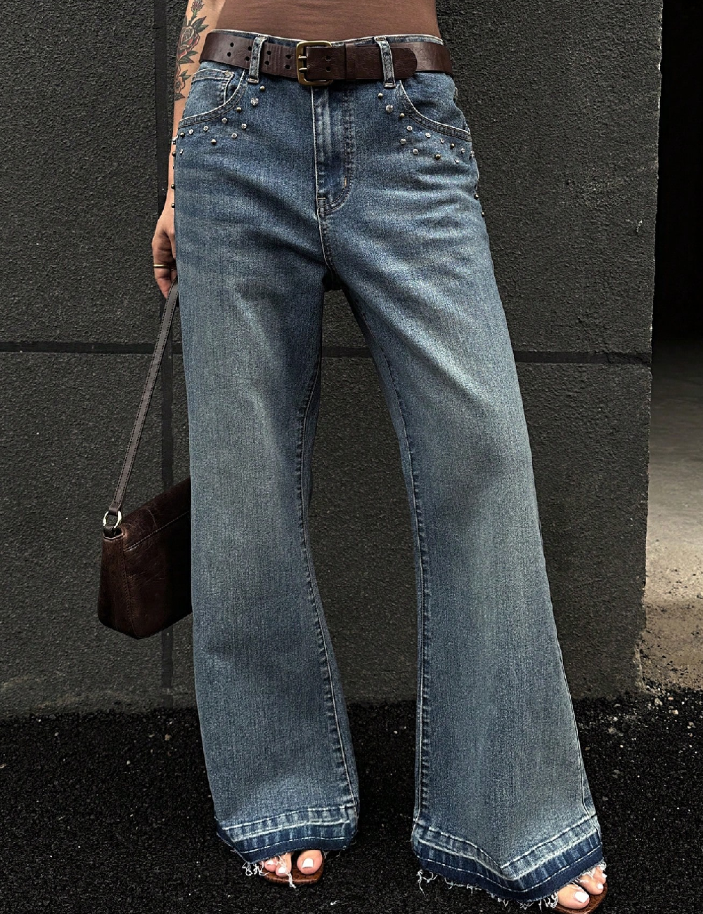 Blugi casual Dazy cu capse și fermoar, albastru - cb665888 | outletmag.ro