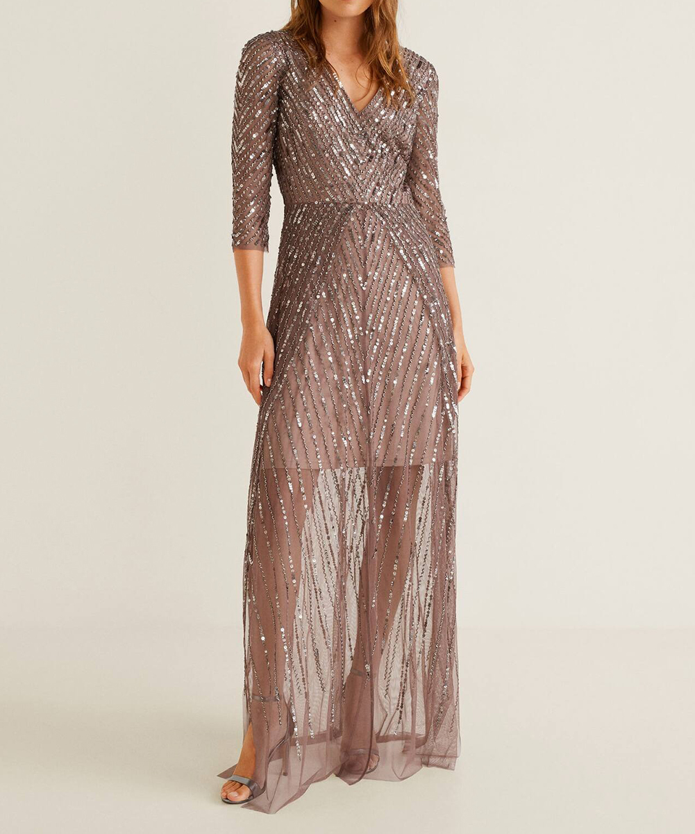 Rochie lunga Mango, roz - ia158741 | outletmag.ro