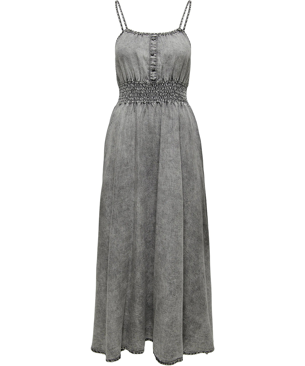 Rochie lunga Only cu bretele și nasturi, gri - om164659 | outletmag.ro