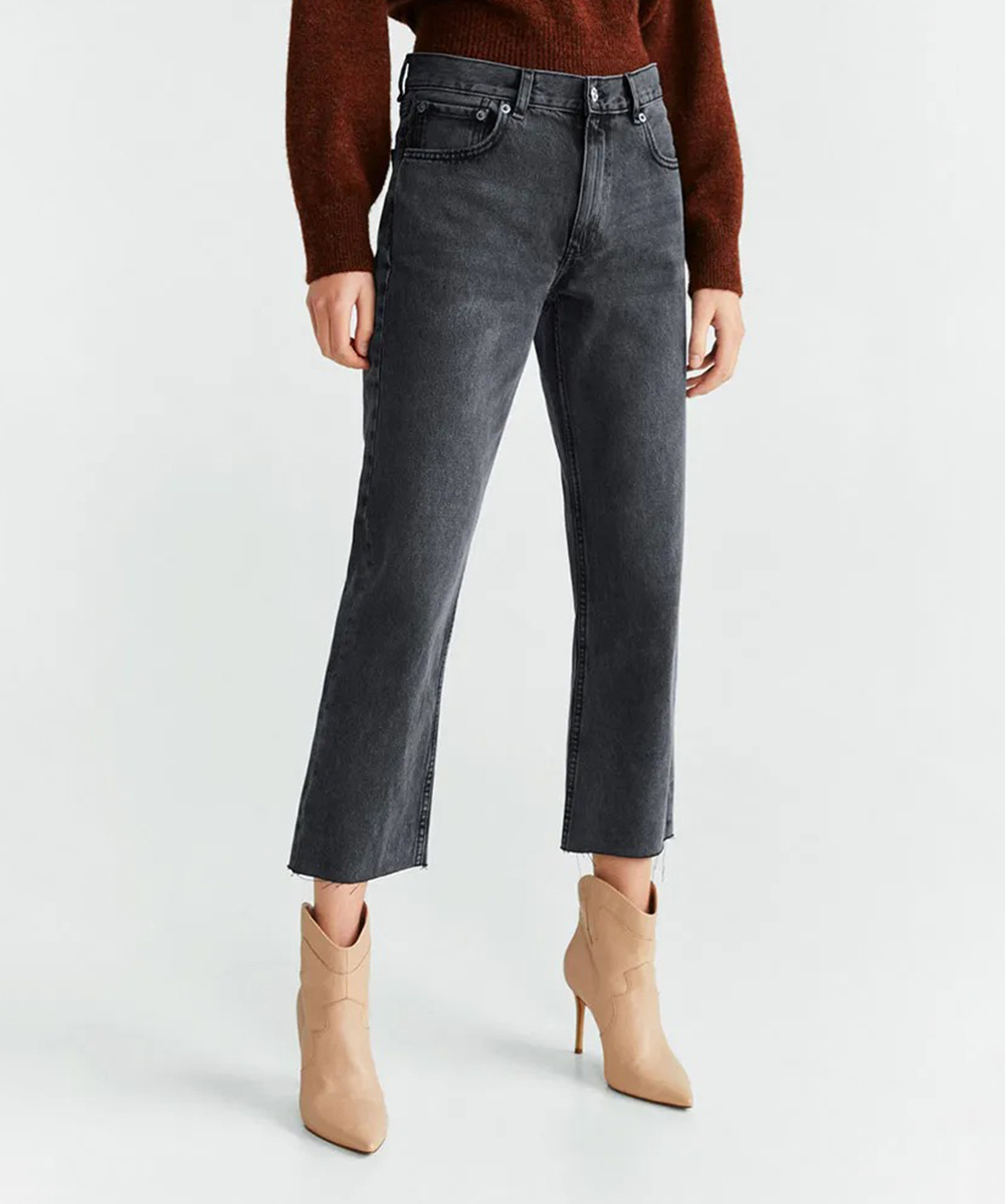 Blugi Mango cu capse, gri - ai184228 | outletmag.ro