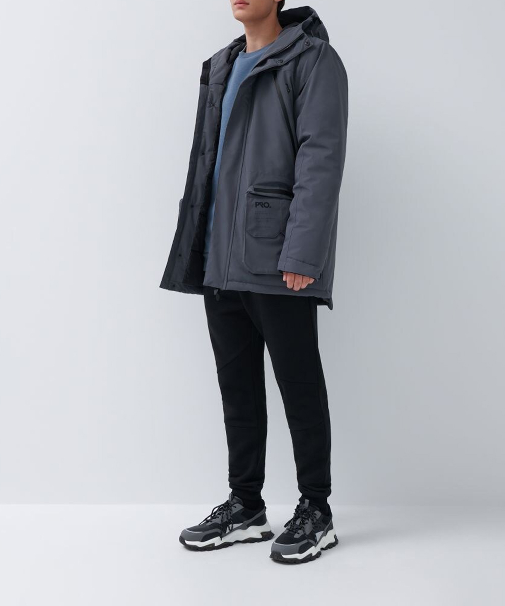 Geaca House Design System cu gluga și capse, gri - pl190588 | outletmag.ro