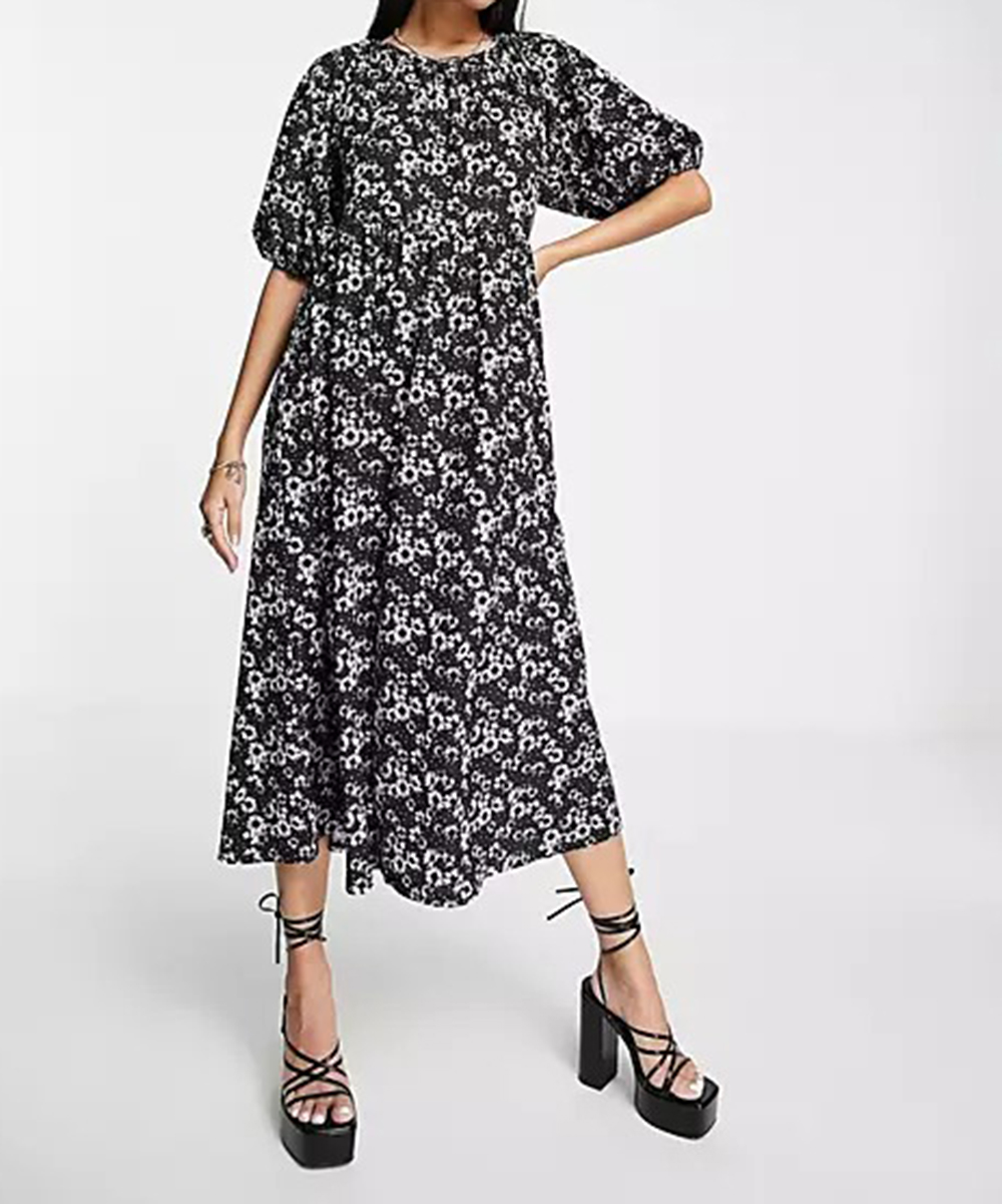 Rochie medie de primăvară toamnă ASOS cu nasturi, negru - pl191689 ...