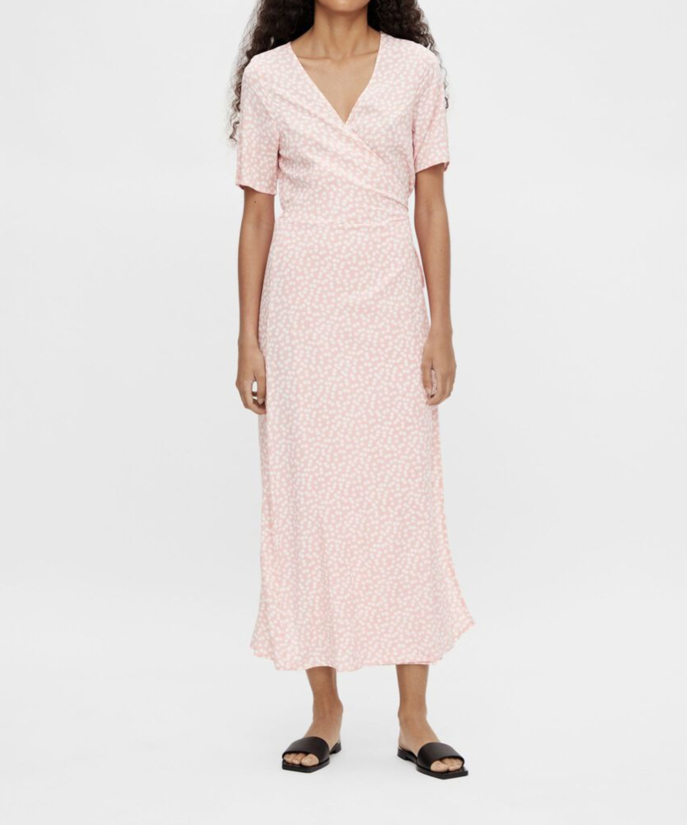 Rochie lunga Object cu snur, roz - cb197520 | outletmag.ro