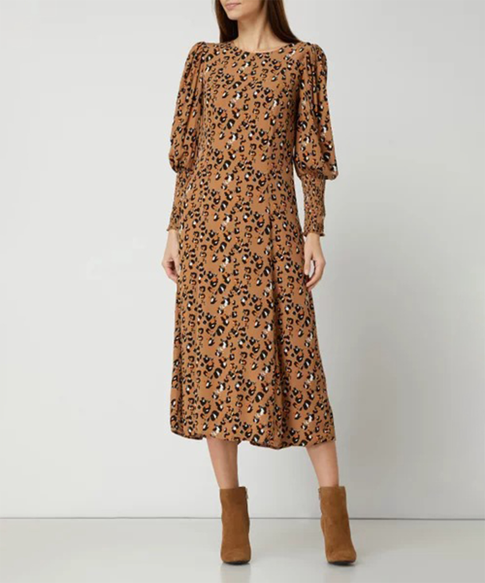 Rochie lunga de primăvară toamnă Vila, maro - cb198101 | outletmag.ro