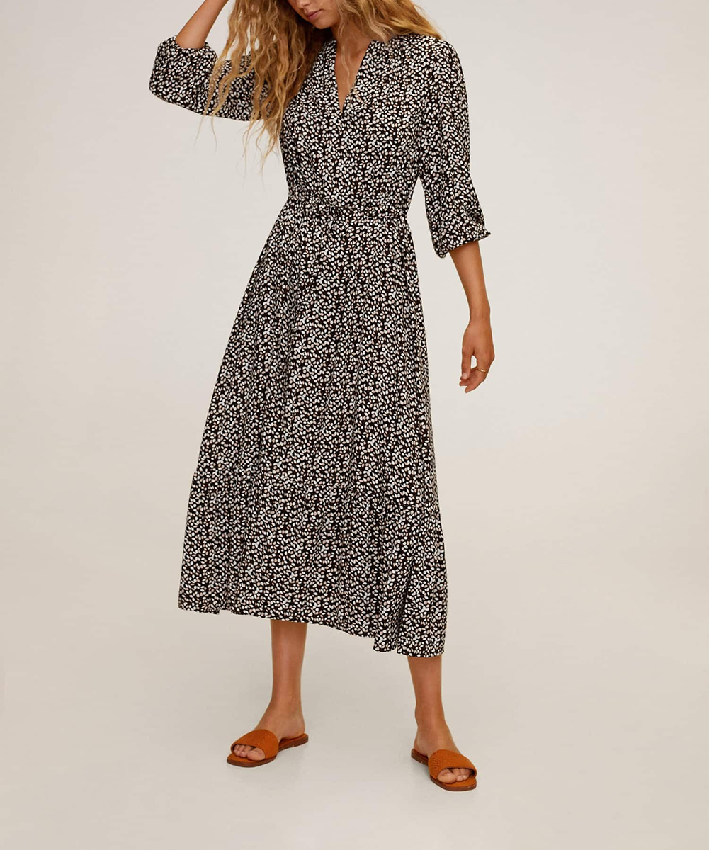 Rochie medie de primăvară toamnă Mango, negru - pl201805 | outletmag.ro