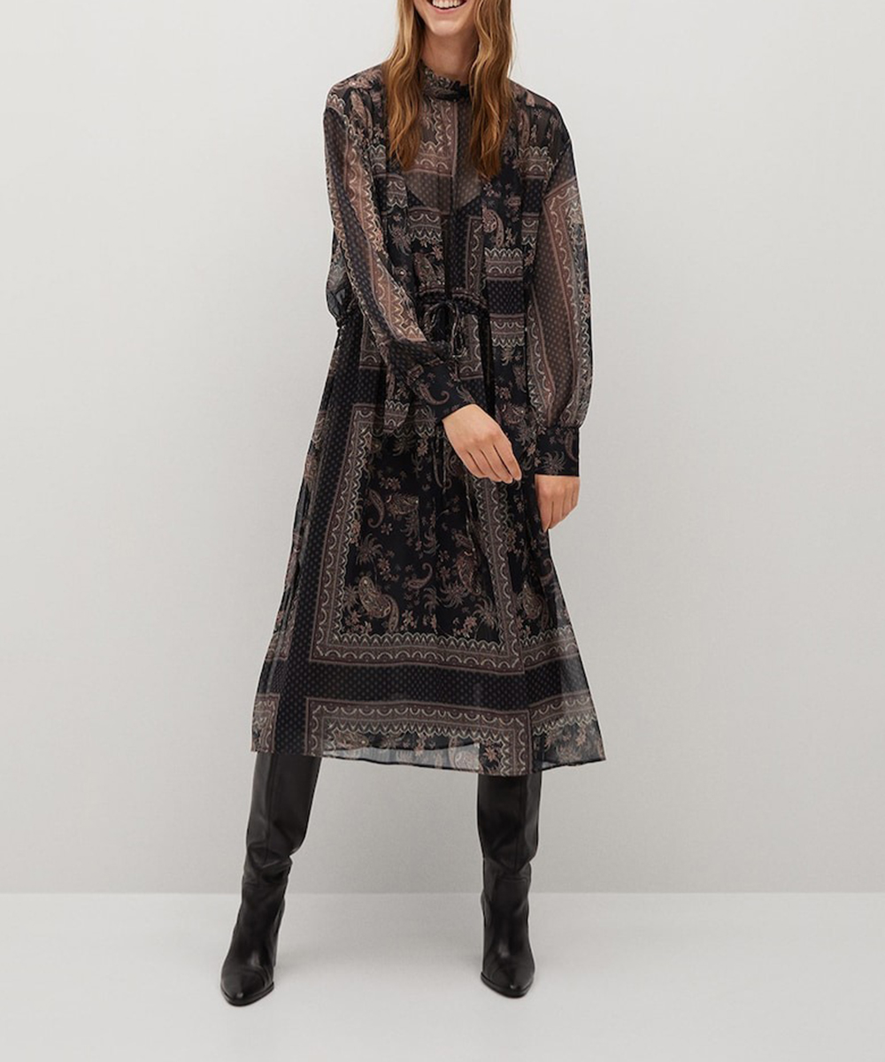 Rochie medie de primăvară toamnă Mango, negru - cg202043 | outletmag.ro