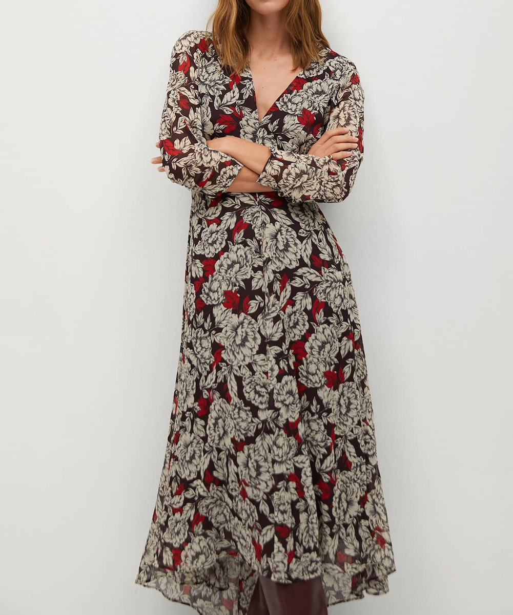 Rochie medie de primăvară toamnă Mango, floral print - pl202055 ...