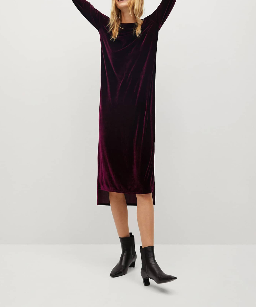 Rochie medie de primăvară toamnă Mango, mov - cg202079 | outletmag.ro