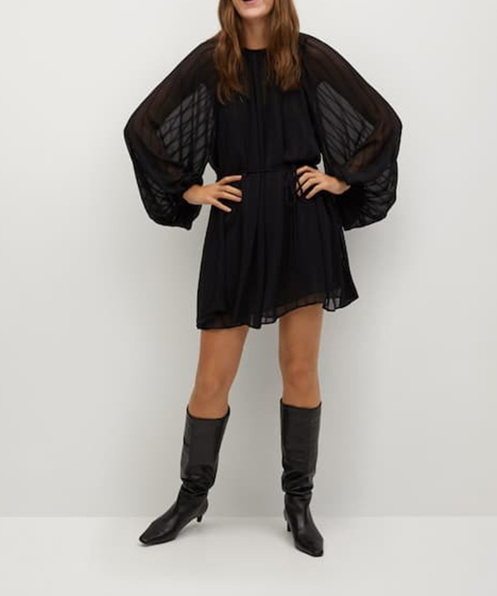 Rochie scurta Mango cu nasturi, negru - cg202086 | outletmag.ro