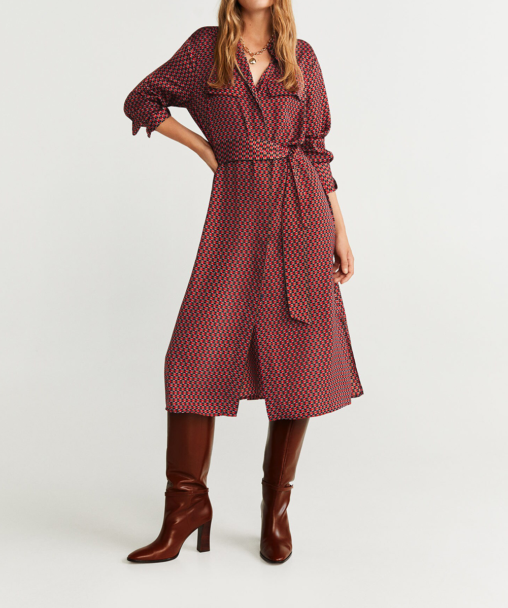 Rochie medie Mango cu nasturi, rosu - ma202308 | outletmag.ro