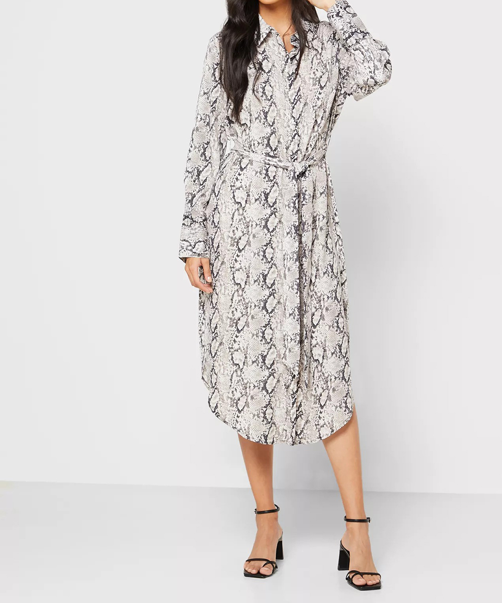 Rochie medie Mango cu nasturi, animal print - om202821 | outletmag.ro