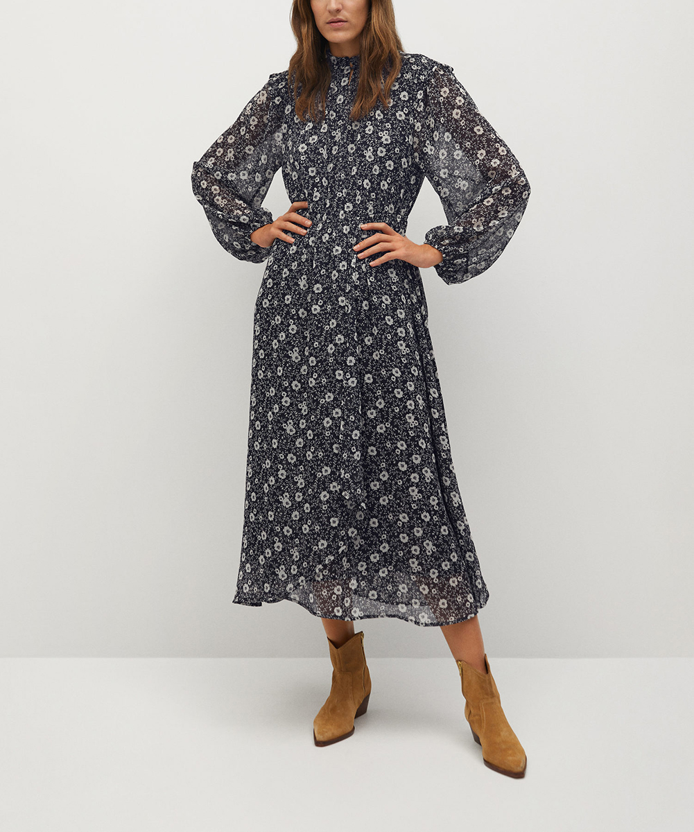 Rochie medie de primăvară toamnă Mango cu nasturi, negru - ma202871 ...