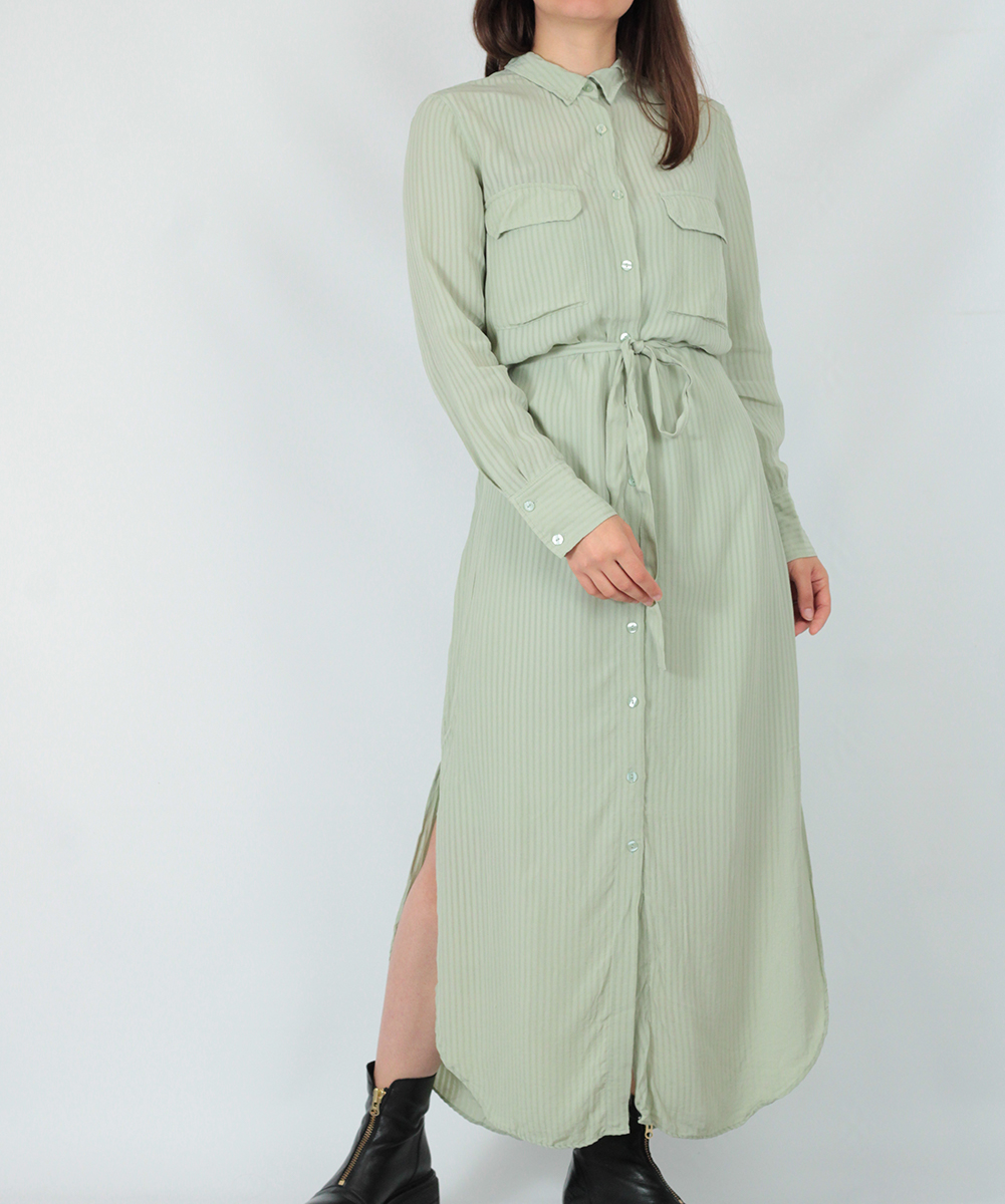 Rochie lunga de primăvară toamnă Mango cu nasturi, verde - cb203008 ...