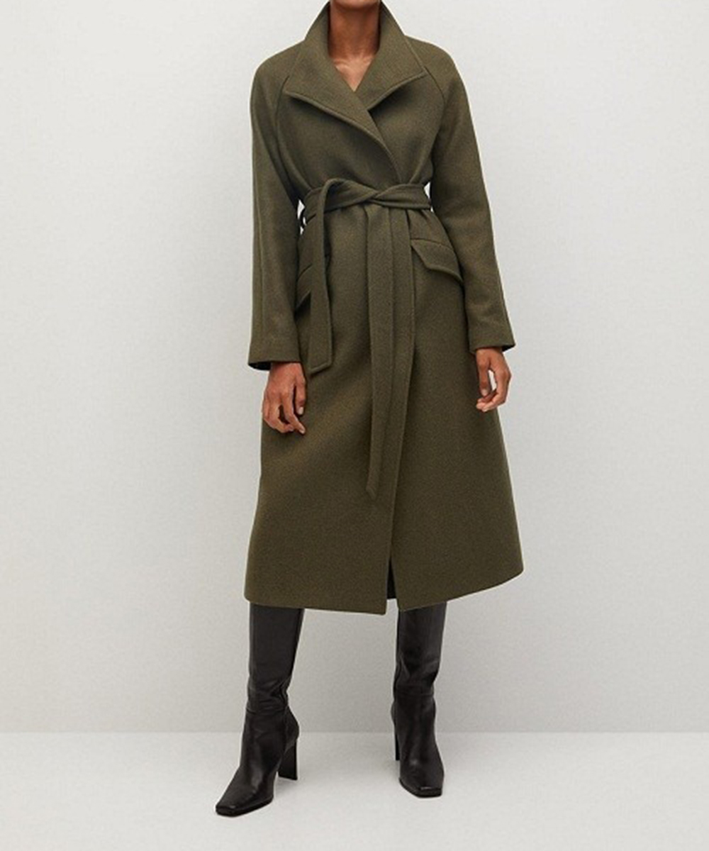 Palton Mango cu capse, verde - ab203151 | outletmag.ro