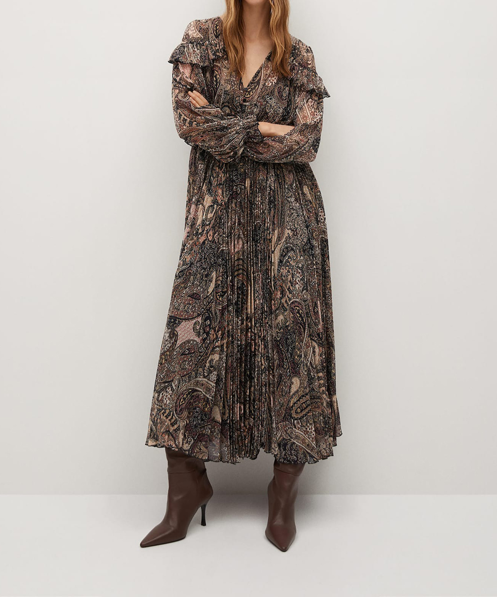 Rochie lunga Mango, crem - pl203341 | outletmag.ro