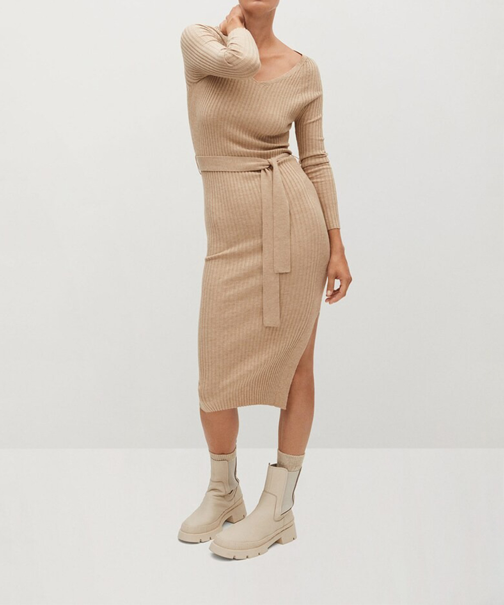 Rochie Medie de primăvară toamnă Mango cu cordon, crem - ai204421 ...