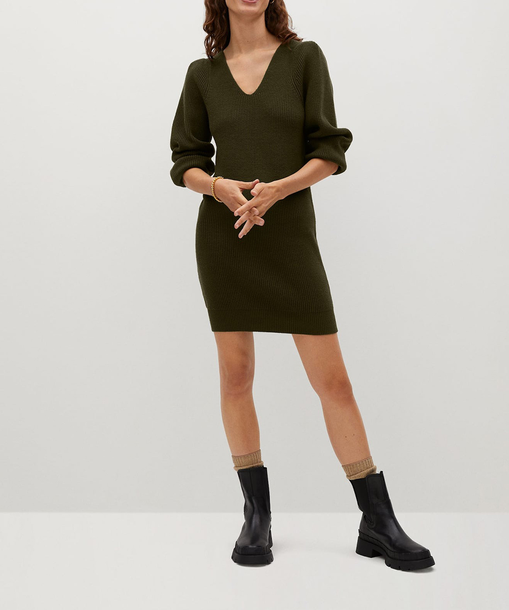 Rochie scurta de primăvară toamnă Mango, verde - cg204730 | outletmag.ro