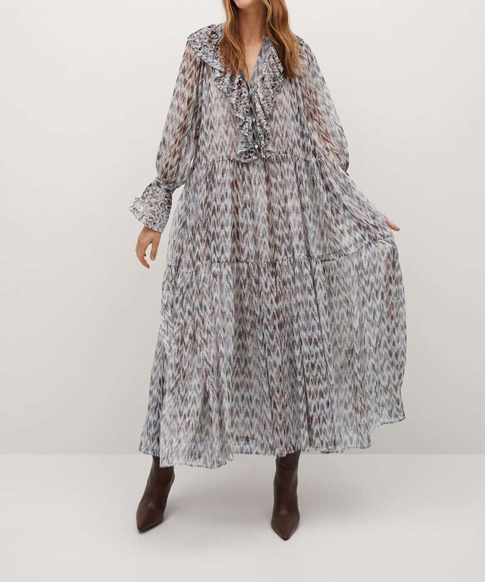 Rochie medie de primăvară toamnă Mango cu nasturi, mix culori ...