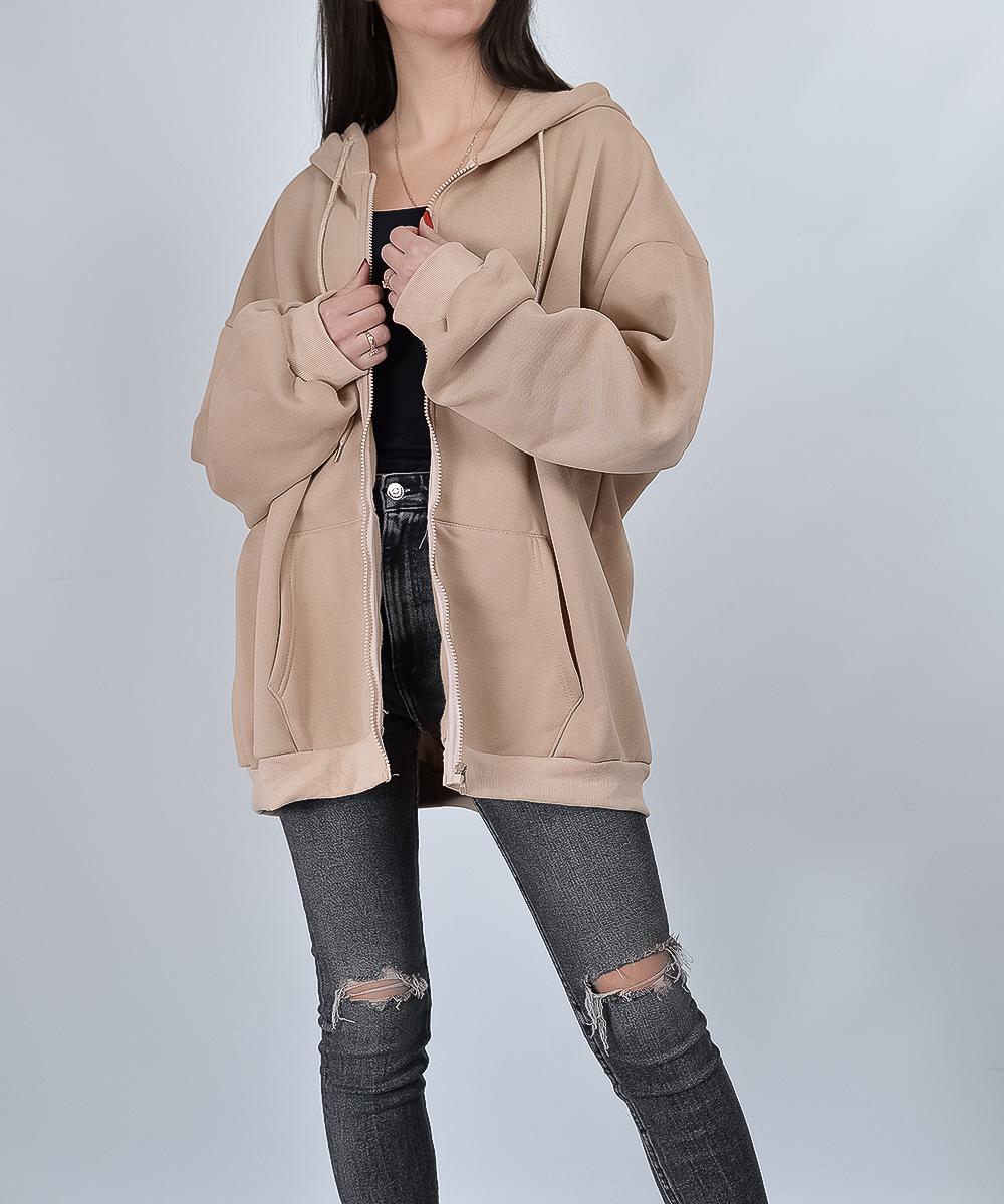 Hanorac de primăvară toamnă SHEIN cu gluga, crem - ai214327 | outletmag.ro