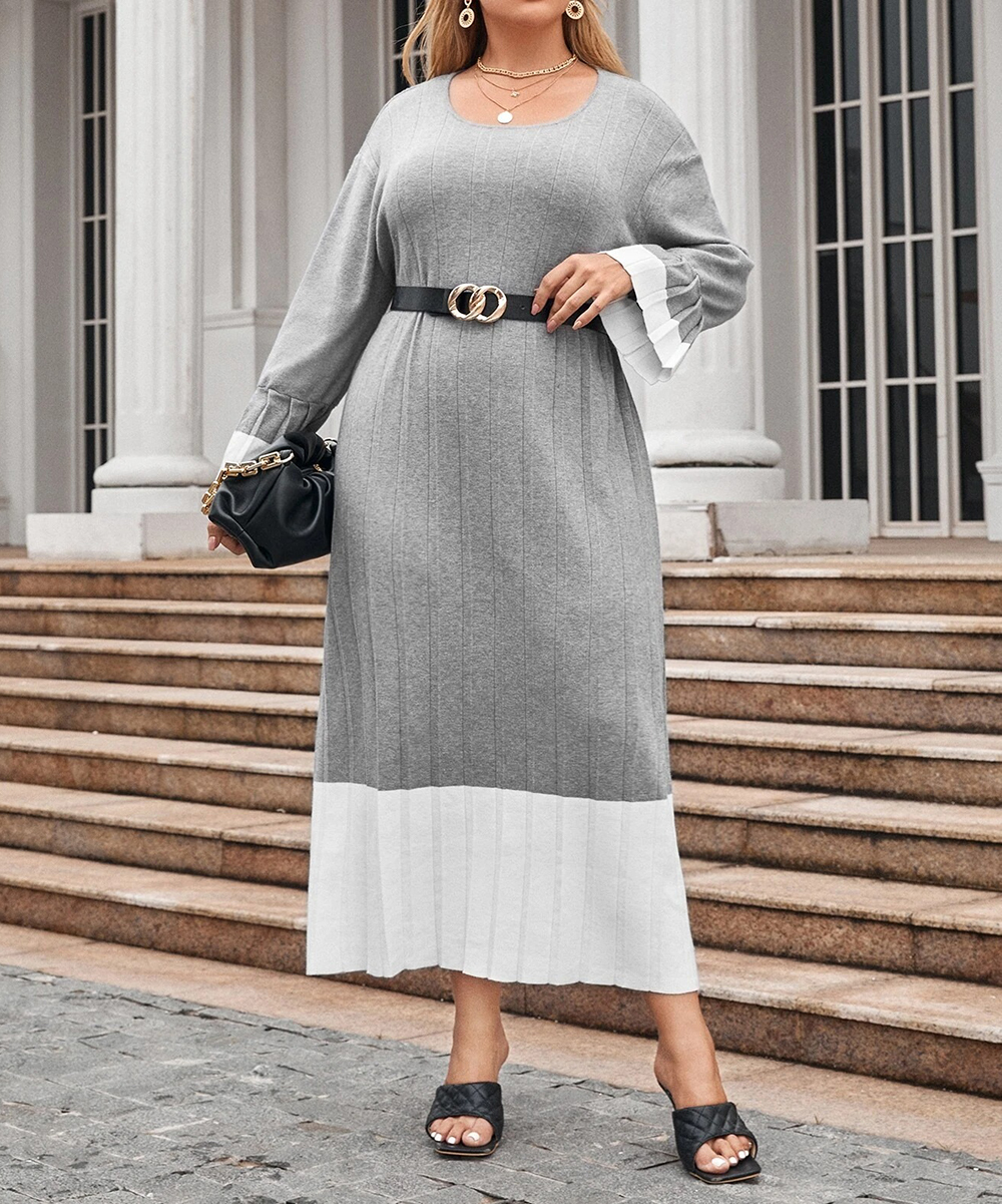 Rochie lunga SHEIN CURVE, gri - cg216837 | outletmag.ro
