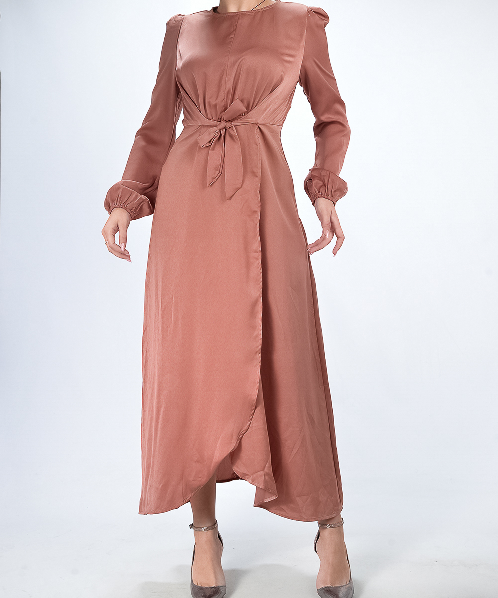 Rochie lunga de primăvară toamnă SHEIN, maro - om217125 | outletmag.ro