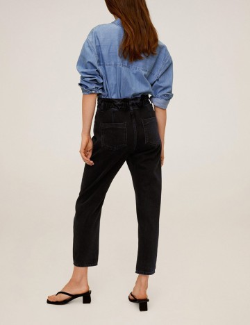 Blugi de primăvară toamnă Mango cu capse, negru - ai236092 | outletmag.ro