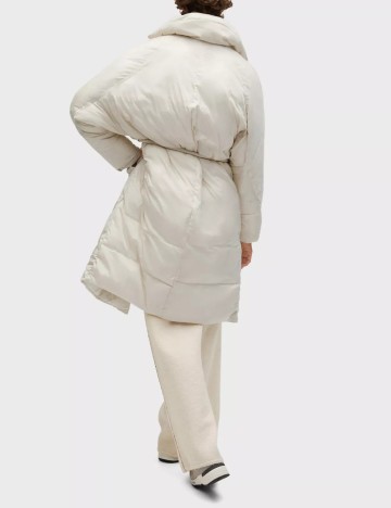 Geaca de iarnă Mango cu cordon și capse, crem - ai238413 | outletmag.ro