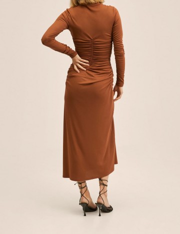 Rochie lunga de primăvară toamnă Mango, maro - om361059 | outletmag.ro