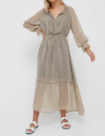 Rochie lunga casual de primăvară toamnă Pepe Jeans cu snur, floral ...