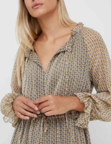 Rochie lunga casual de primăvară toamnă Pepe Jeans cu snur, floral ...