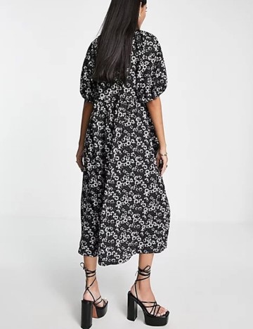 Rochie medie de primăvară toamnă ASOS cu nasturi, negru - pl191689 ...