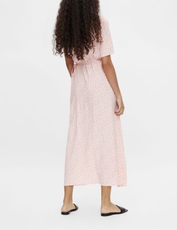 Rochie lunga Object cu snur, roz - cb197520 | outletmag.ro