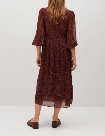 Rochie Lunga de primăvară toamnă Mango cu nasturi și snur, rosu ...