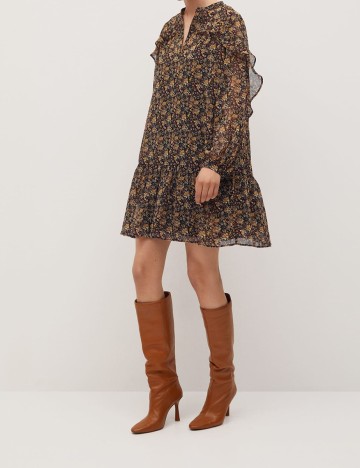 Rochie scurta de primăvară toamnă Mango cu imprimeu, mix culori ...