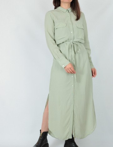 Rochie lunga de primăvară toamnă Mango cu nasturi, verde - cb203008 ...