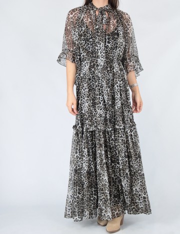 Rochie lunga de primăvară toamnă Mango, animal print - bg204635 ...